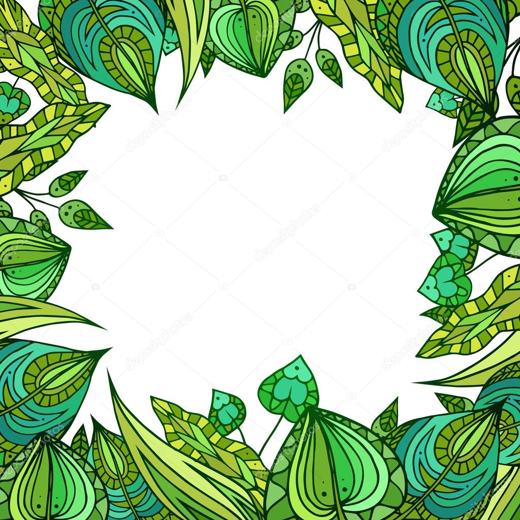 Patterned doodle green leaves Stock Vector by ©veleri 99738962