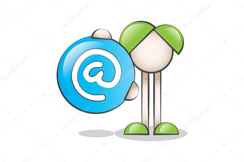 Big Blue Internet symbol @ Sign with cartoon characters Stock Vector ...