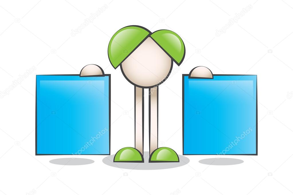 Two Blue Message Boards and Cartoon Characters Stock Vector Image by ...