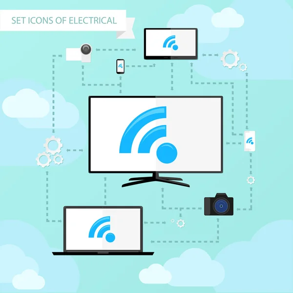 Set of icons in the geometric background Stock Vector Image by ...