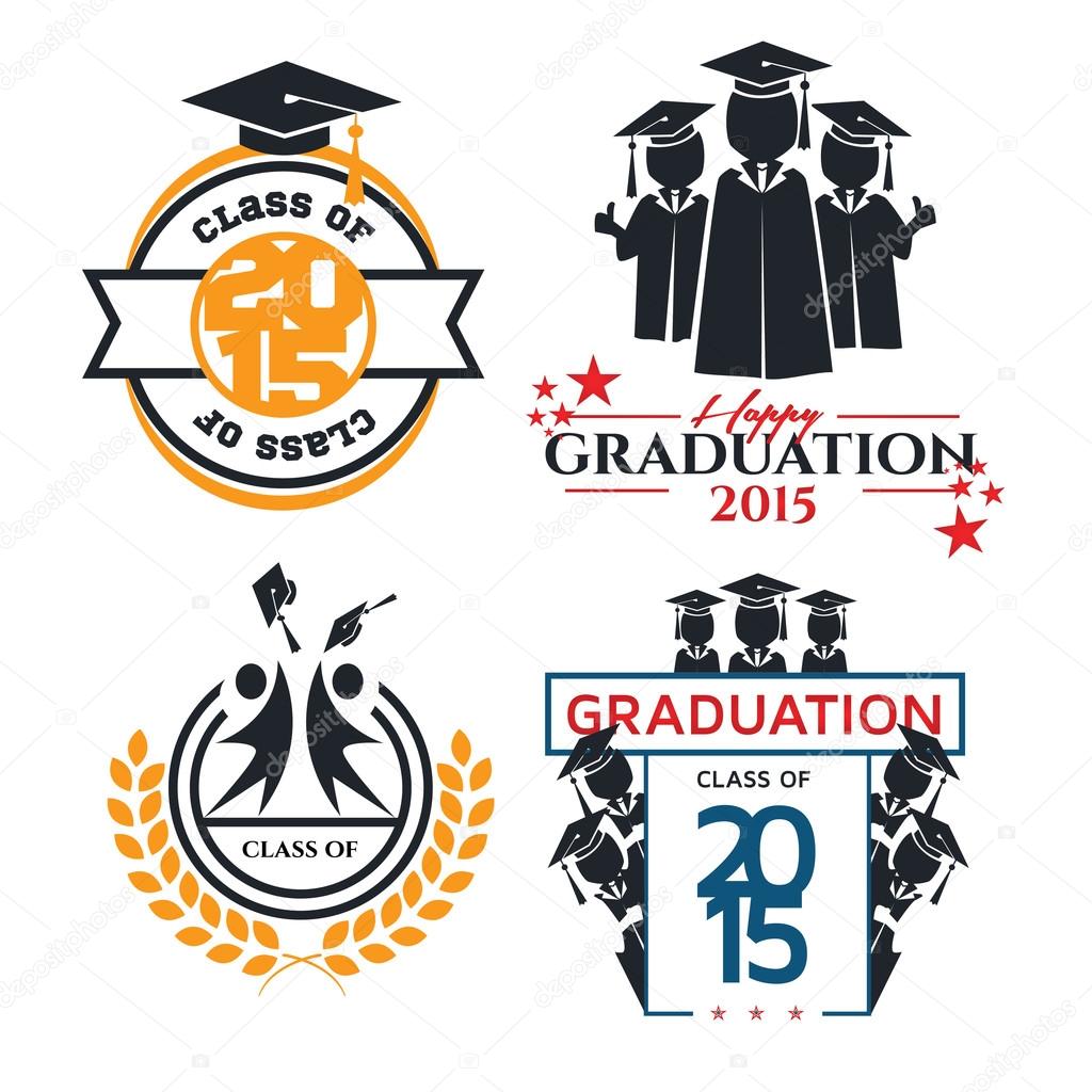 Graduación, educación logo set — Archivo Imágenes Vectoriales ...