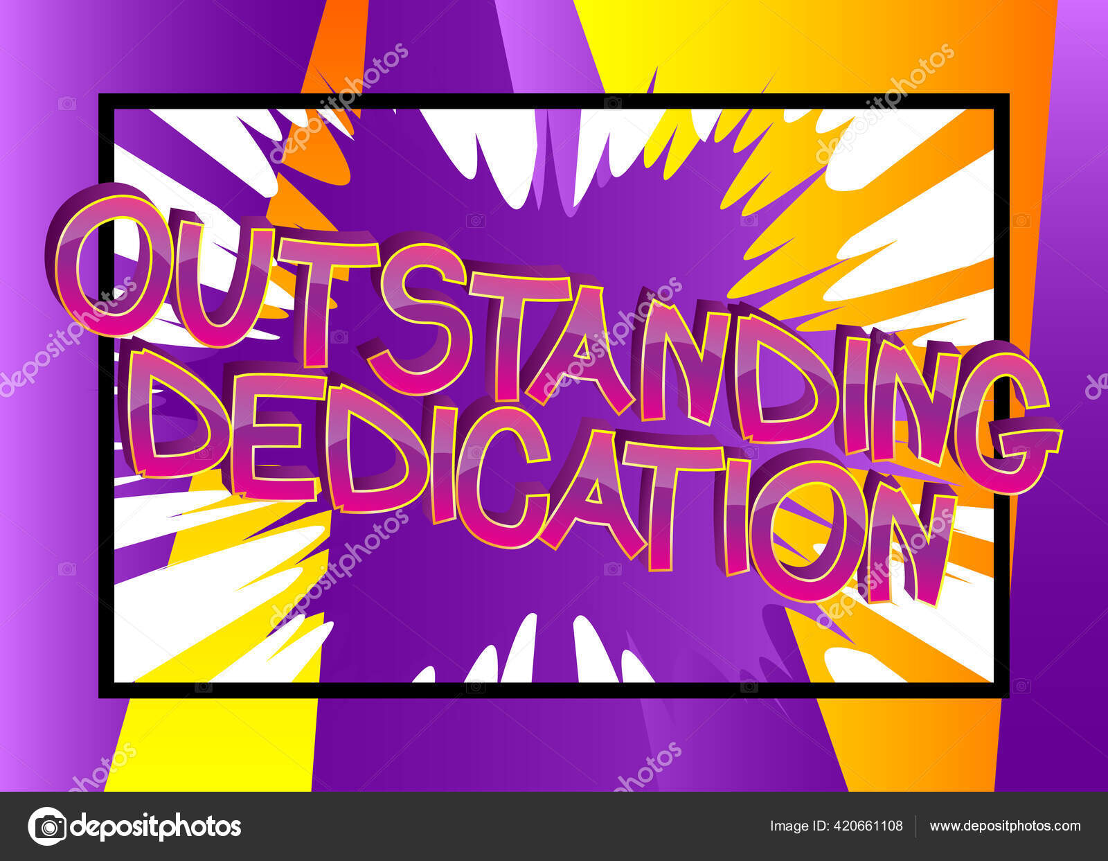 Outstanding Dedication Comic Book Style Cartoon Words Abstract Colorful ...