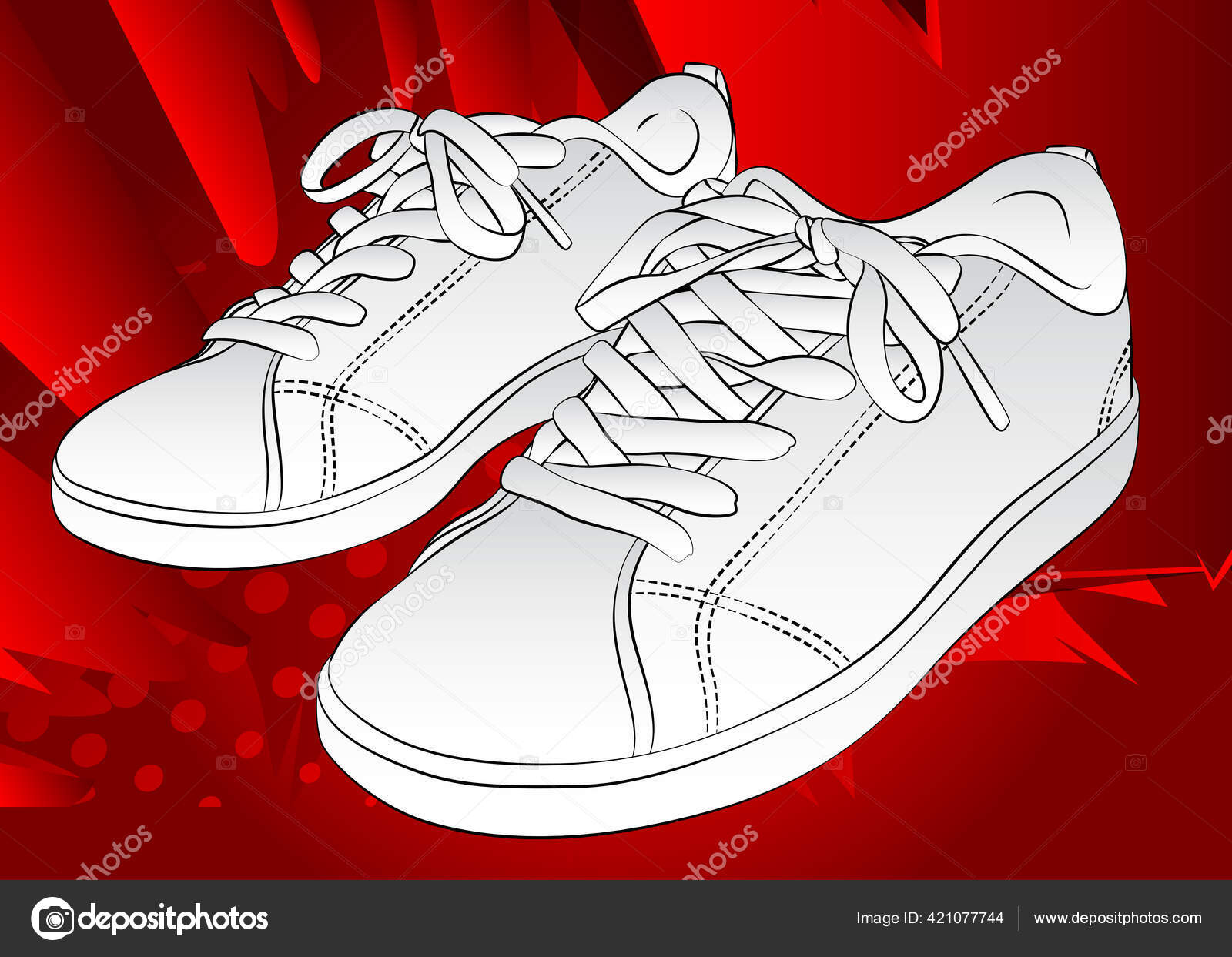 Pair Sneaker Sport Shoes Comic Book Style Cartoon Vector Illustration ...