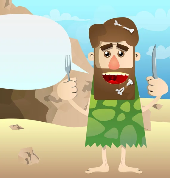 Cartoon Prehistoric Man Giving Hand Vector Illustration Man Stone Age ...