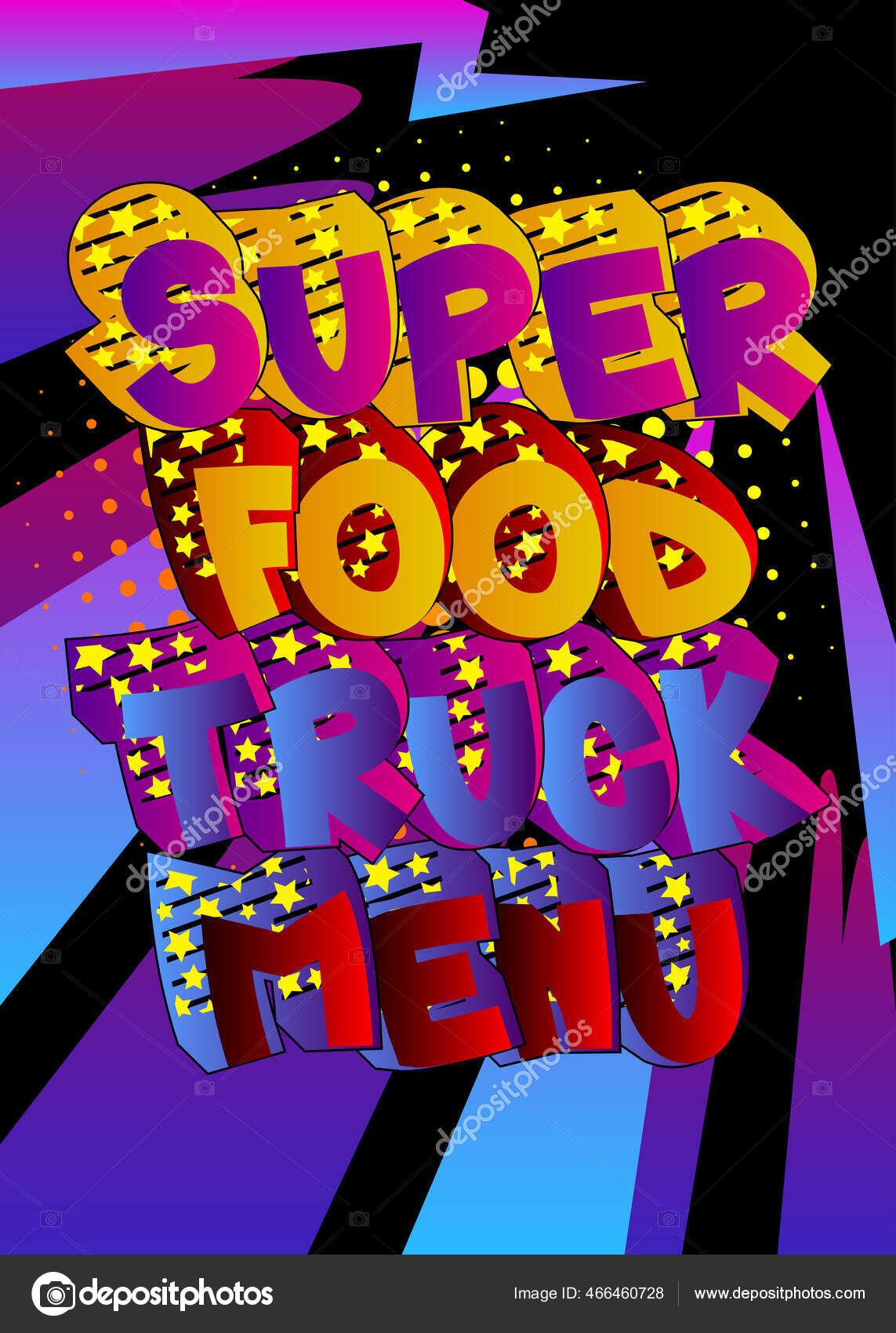 Super Food Truck Menu Comic Book Style Text Street Food Stock Vector by ...