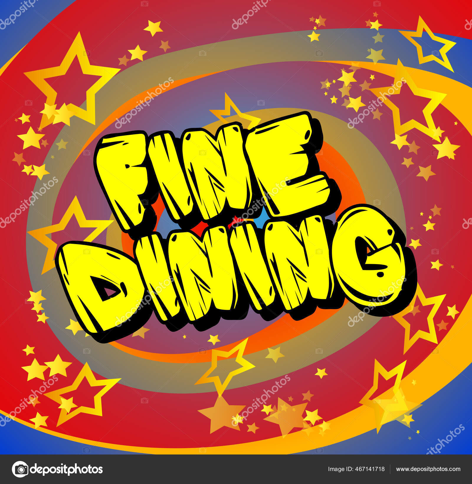 Fine Dining Comic Book Style Text Restaurant Event Related Words Stock ...
