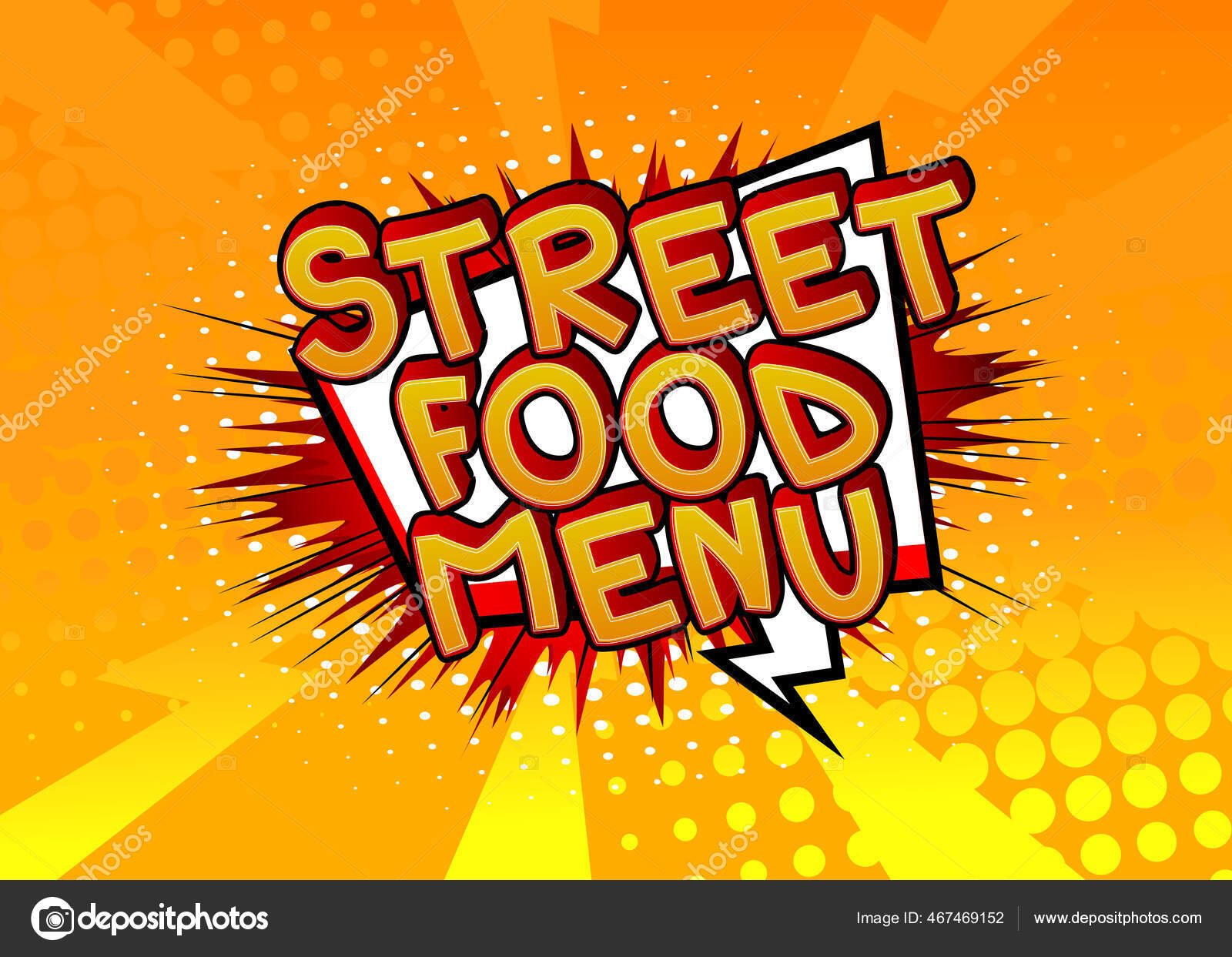 Street Food Menu Comic Book Style Text Street Food Fun Stock Vector ...