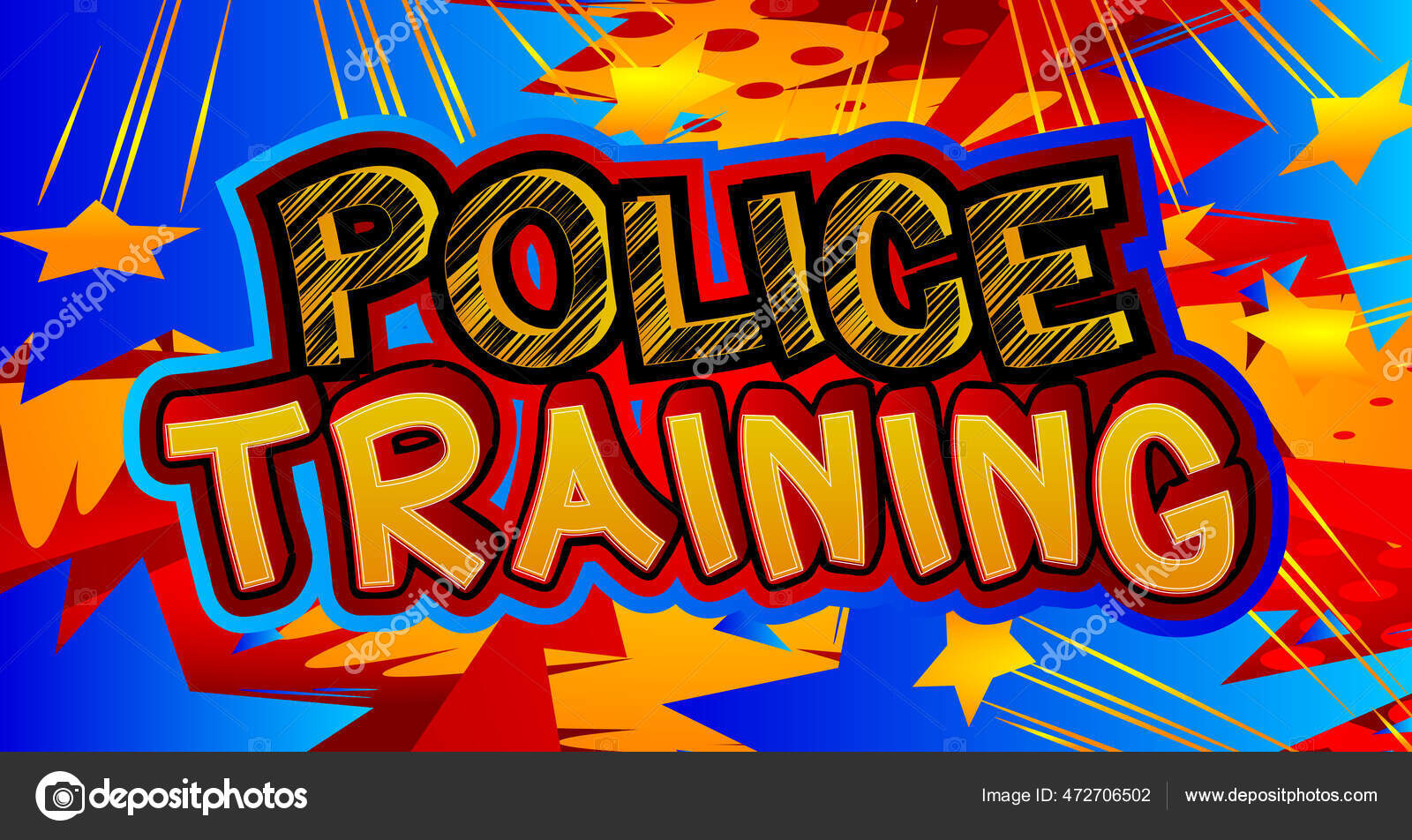 Police Training Comic Book Word Colorful Pop Art Background Retro Stock ...