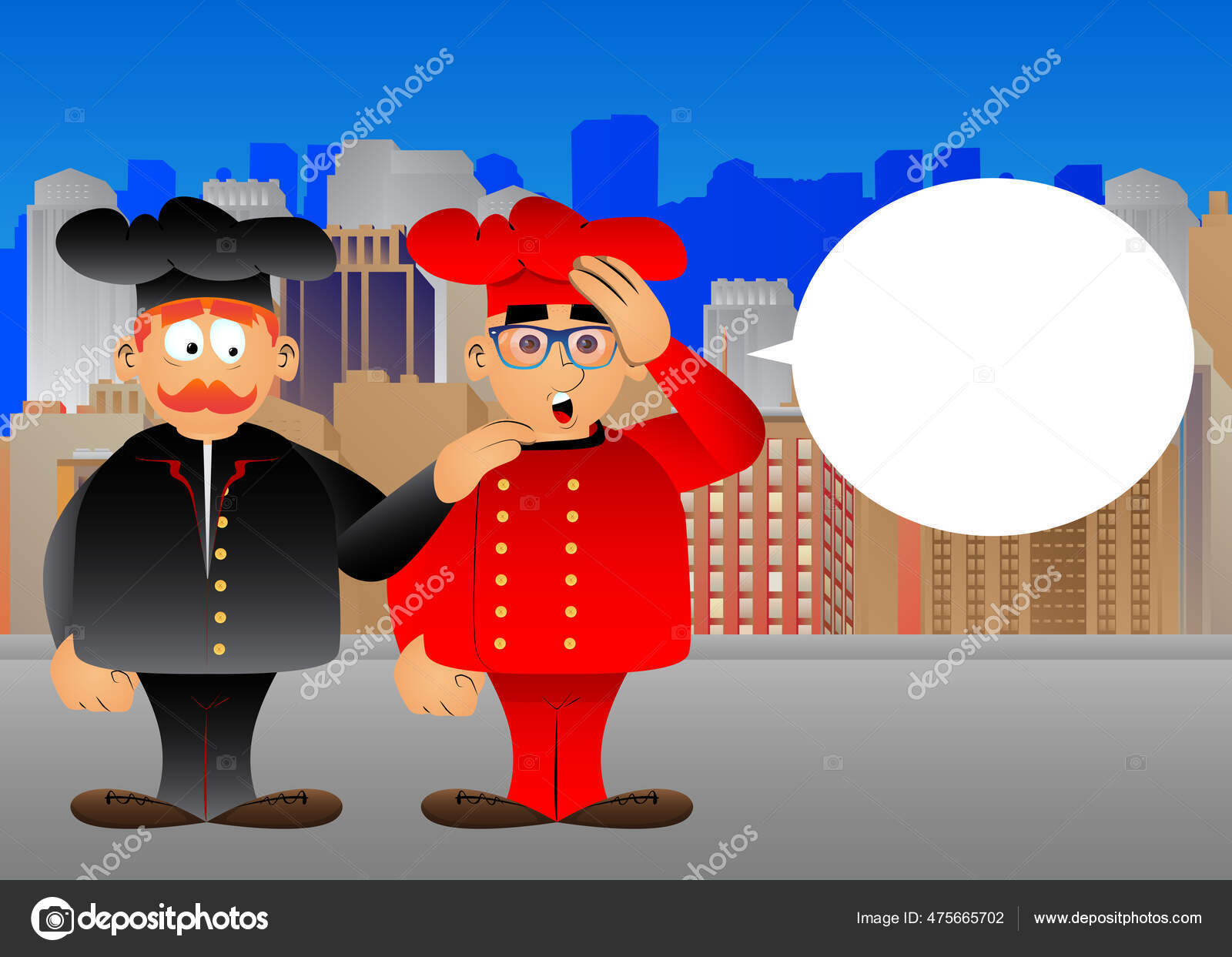 Fat Male Cartoon Chef Uniform Comforting Another Vector Illustration ...