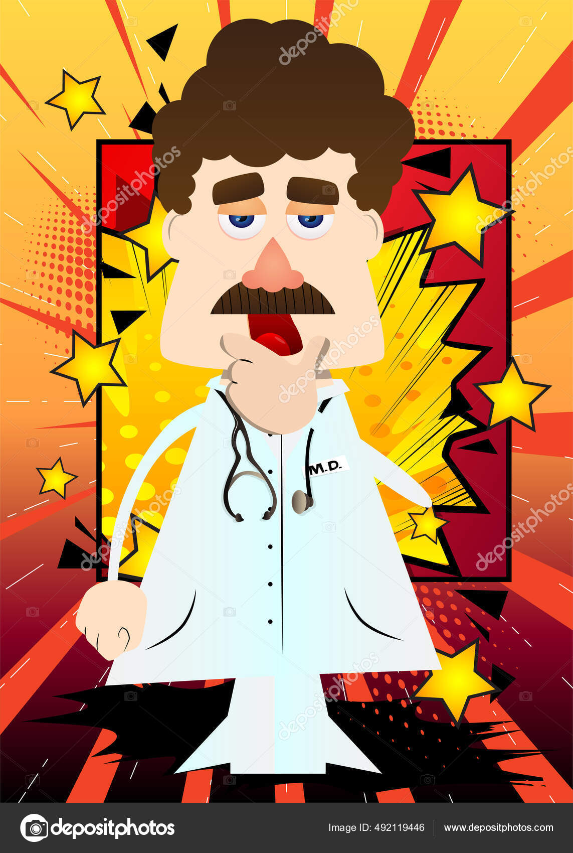 Médico Engraçado Dos Desenhos Animados Pensando Ilustração Vetorial ...