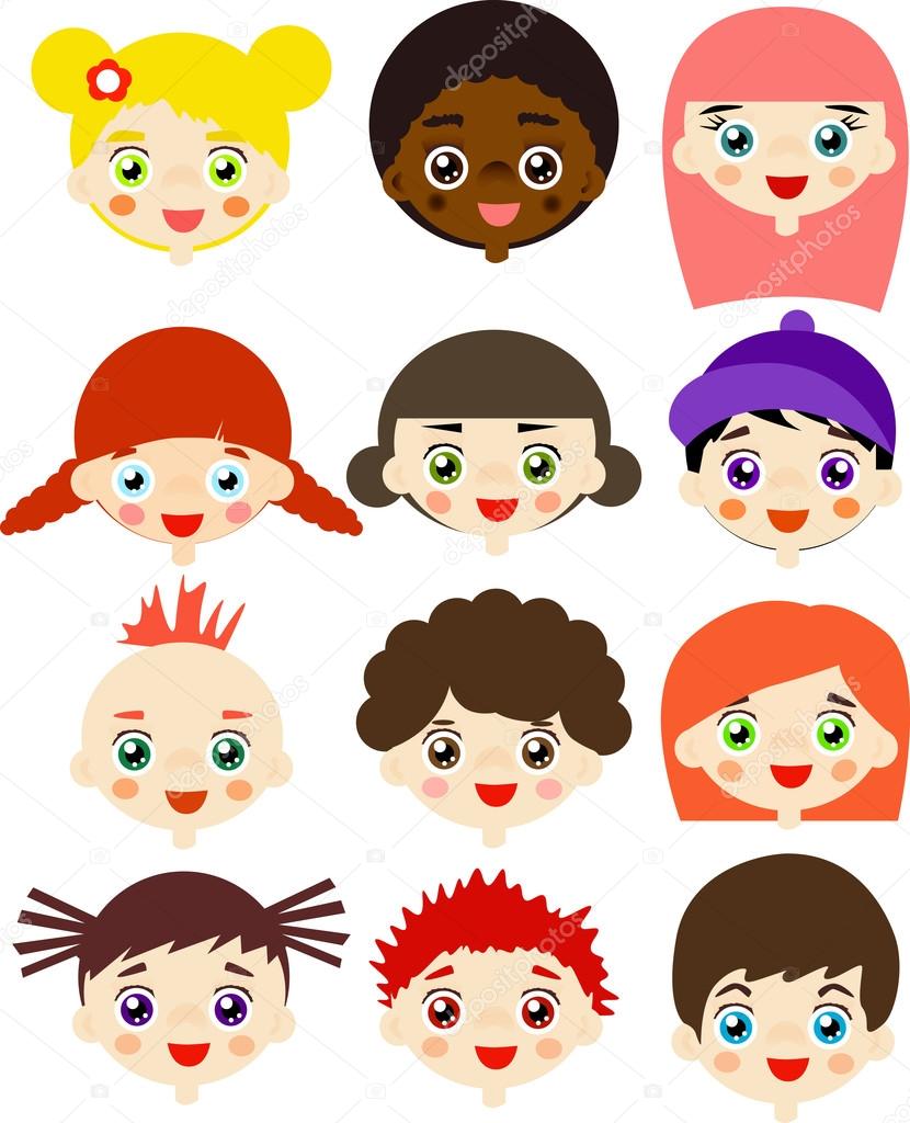 Set of different kids face Stock Vector Image by ©NoraVector #73572807
