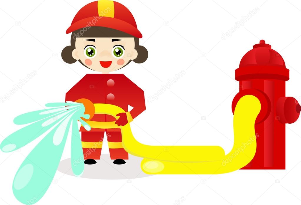 Girl Firefighter Clipart Vector