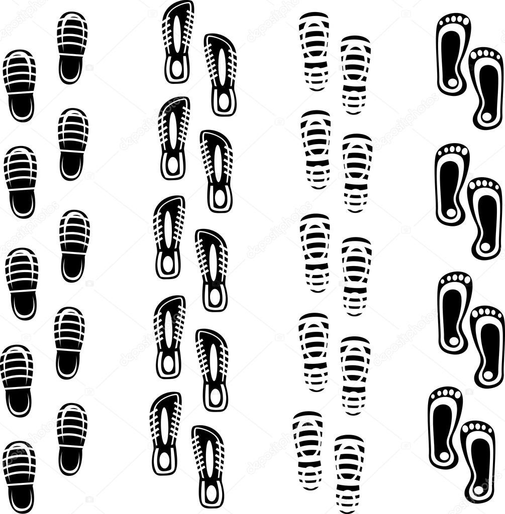 Set of various shoe prints Stock Vector Image by ©NoraVector #74770209