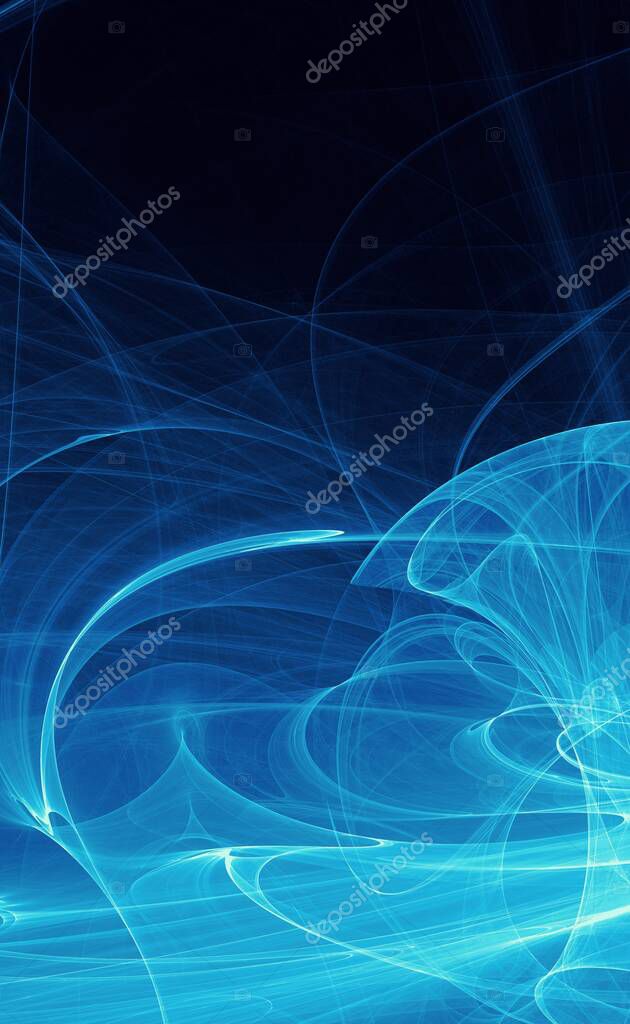 Luz azul abstracta y rayos láser, fractales y formas brillantes Textura ...