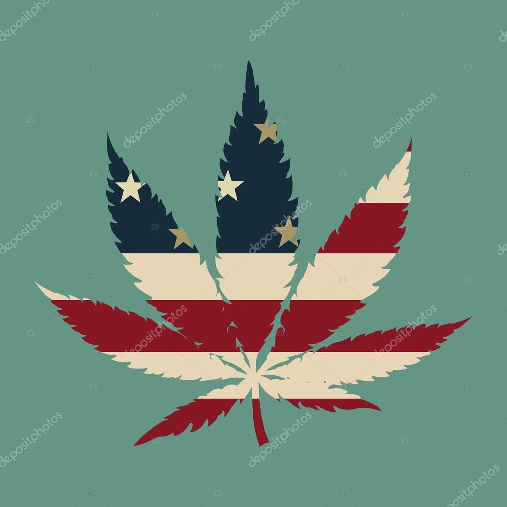Marijuana leaf with the USA flag colors — Stock Vector © y.vainitski ...