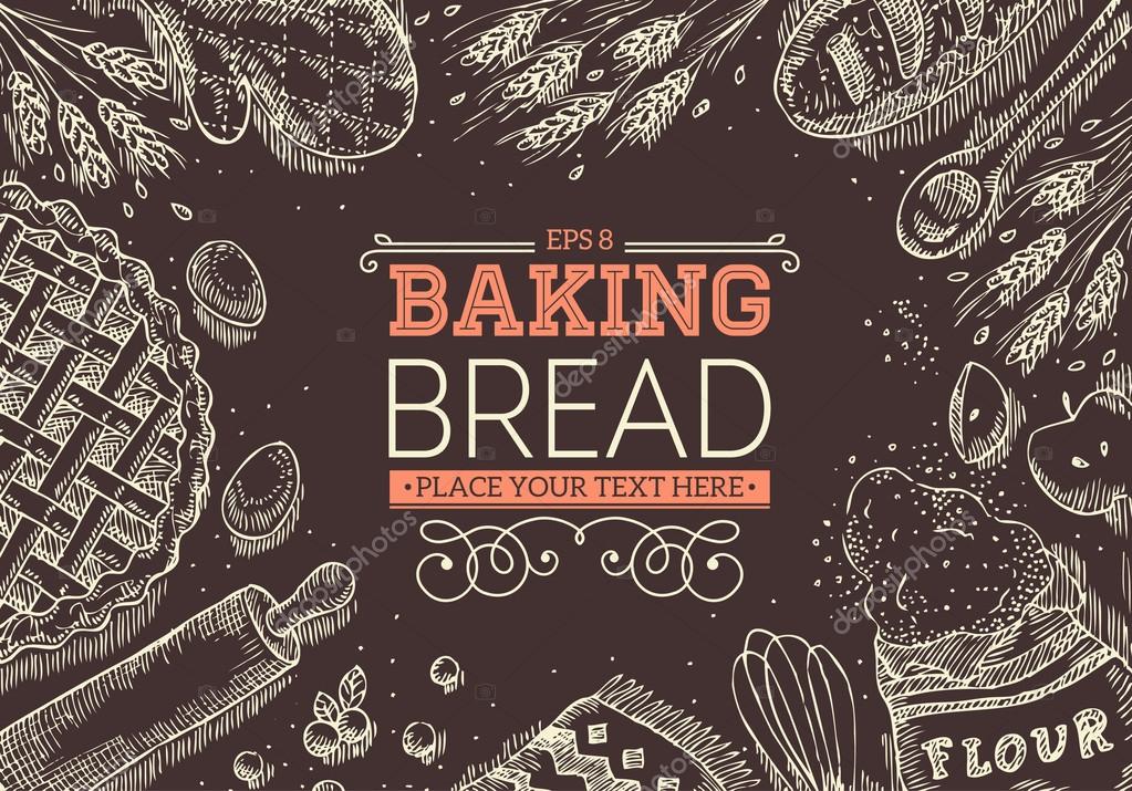 Baking Bread Frame — Stock Vector © adehoidar #80109122