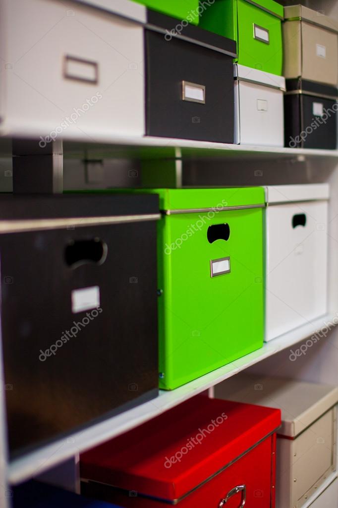 Documentation stand with boxes Stock Photo by ©80501982351 101605048