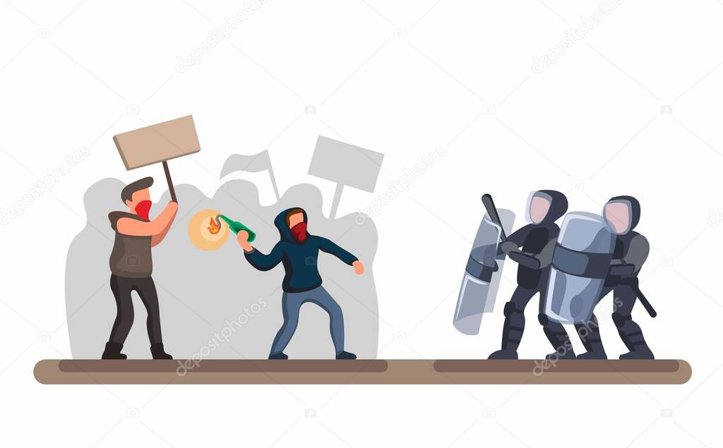 Protestando a la multitud contra la policía, el hombre usa sudadera con ...