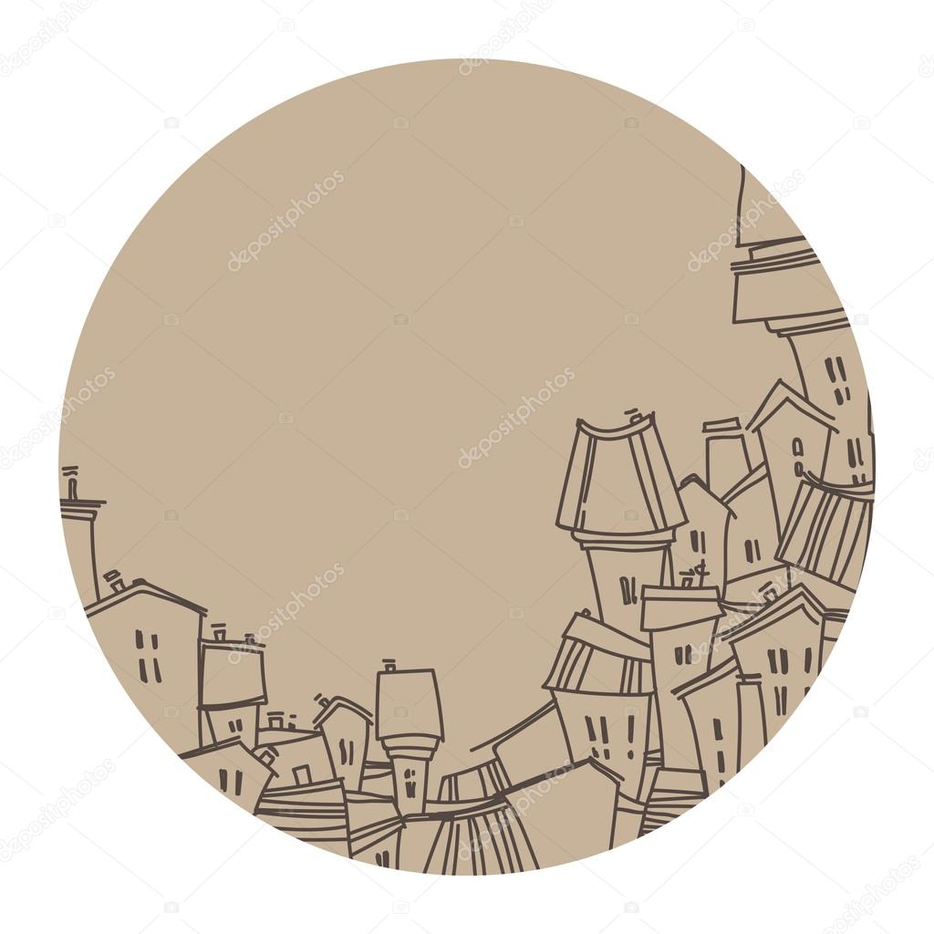 Cartoon town in round frame Stock Vector Image by ©O.ta #85189148