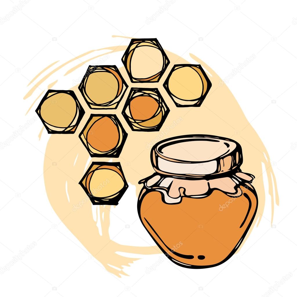 Miel fond dessin à la main croquis Vecteur par ©O.ta 85191336