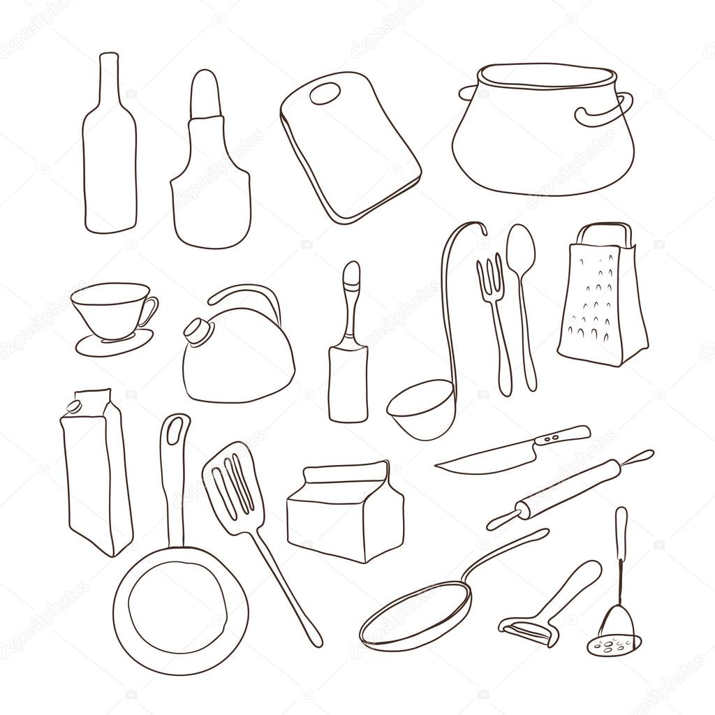 Outline set of kitchenware Stock Vector Image by ©O.ta #85191496