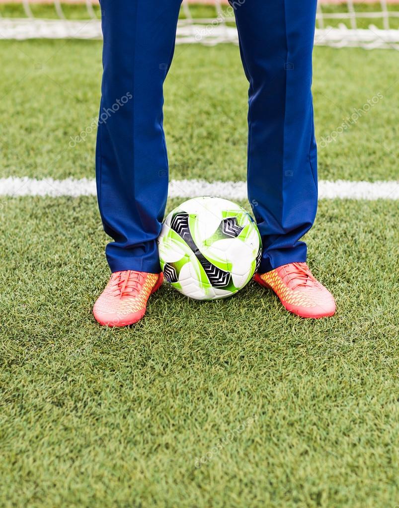 European Football Championship concept. Man on the football stadium ...
