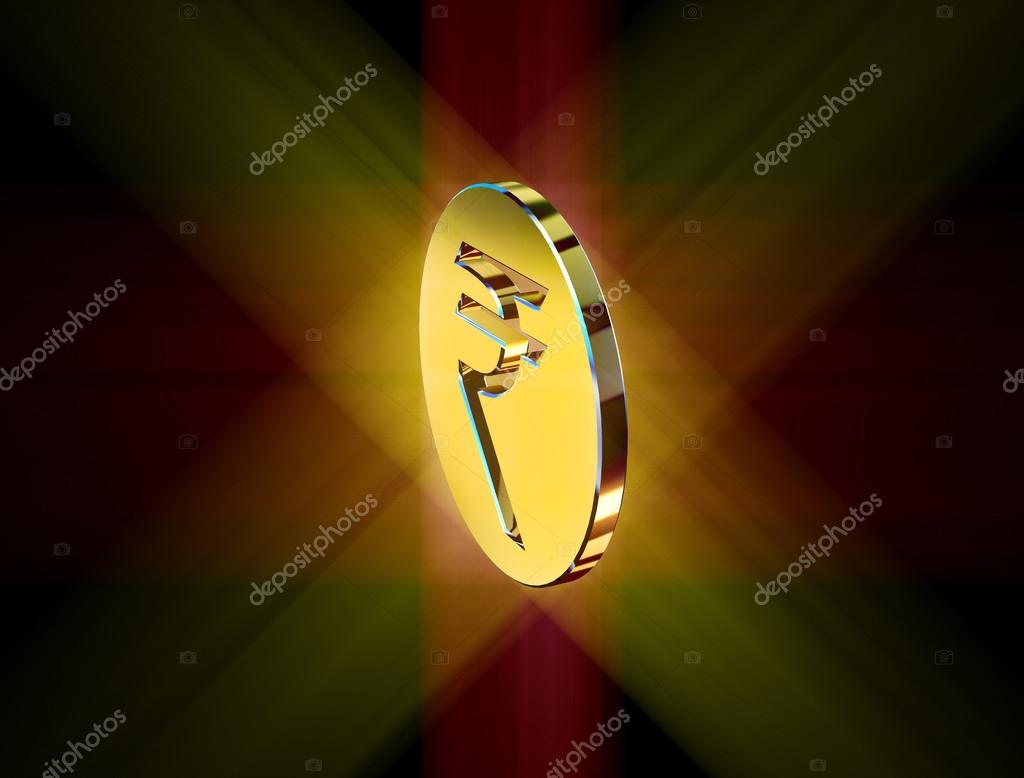 Golden symbol of the Indian rupee — Stock Photo © nik_gru #69109961