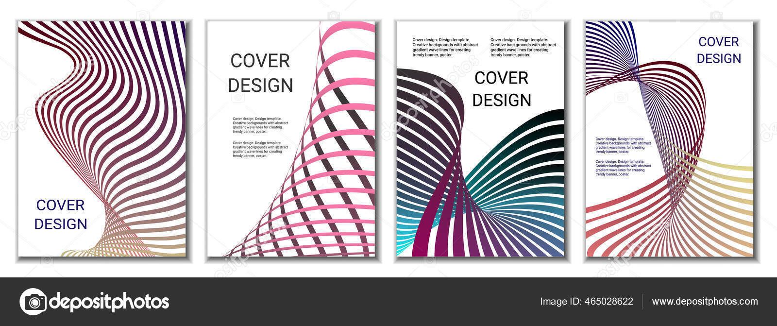 Design Covers Magazines Banners Posters Set Covers Multicolored Wavy ...