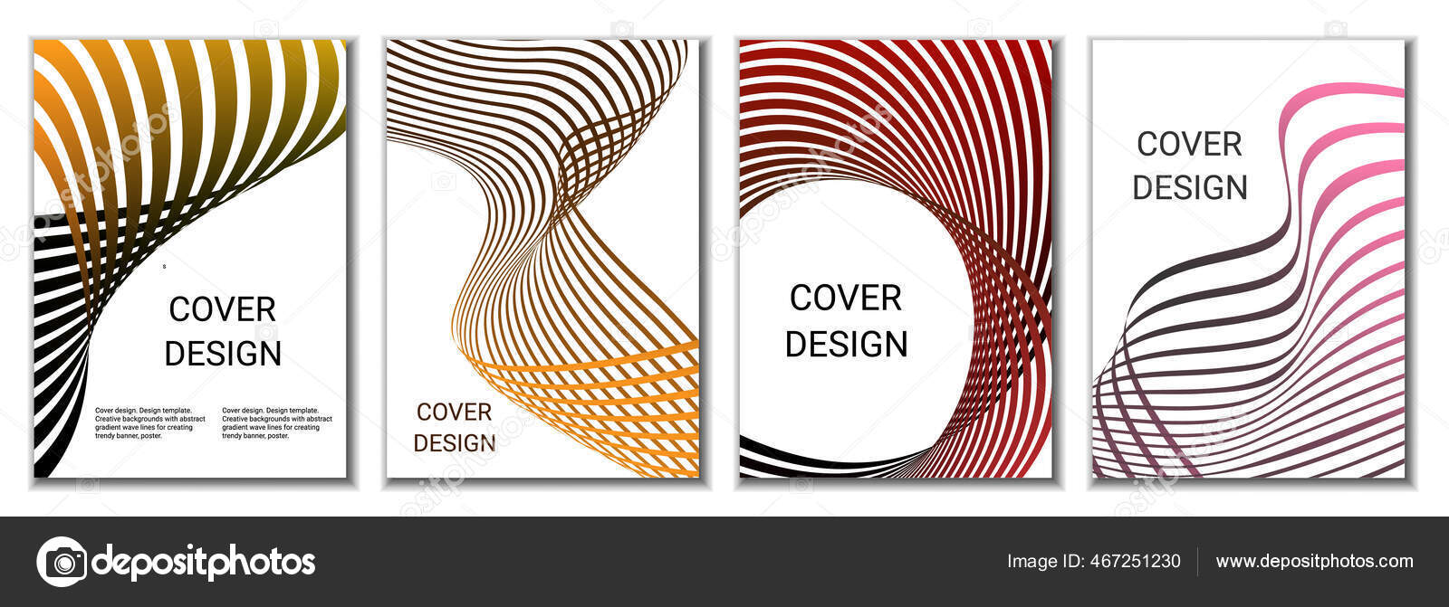 Design Covers Magazines Banners Posters Set Covers Multicolored Wavy ...