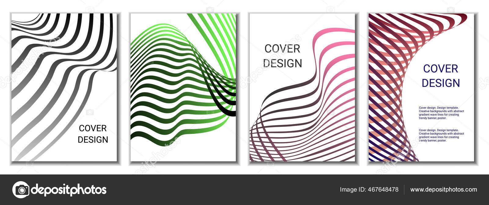 Design Covers Magazines Banners Posters Set Covers Multicolored Wavy ...