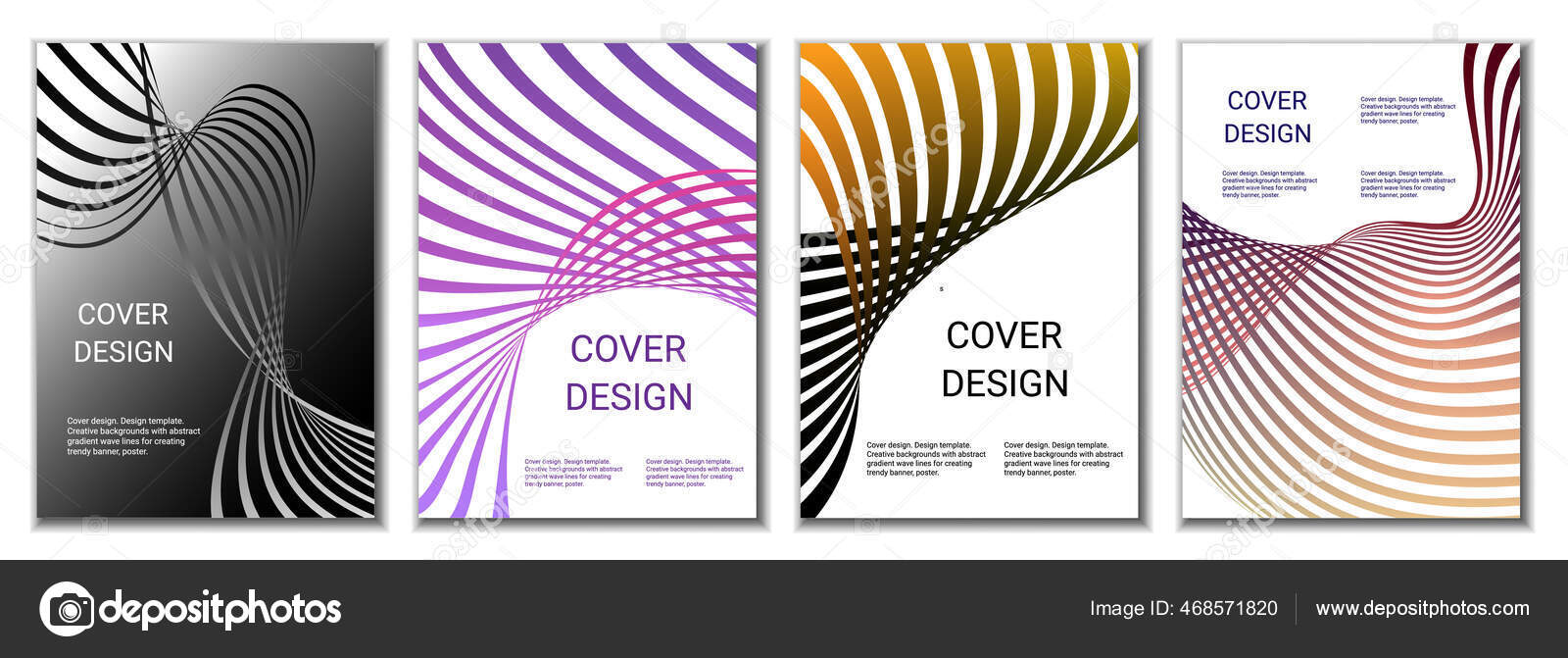 Design Covers Magazines Banners Posters Set Covers Multicolored Wavy ...