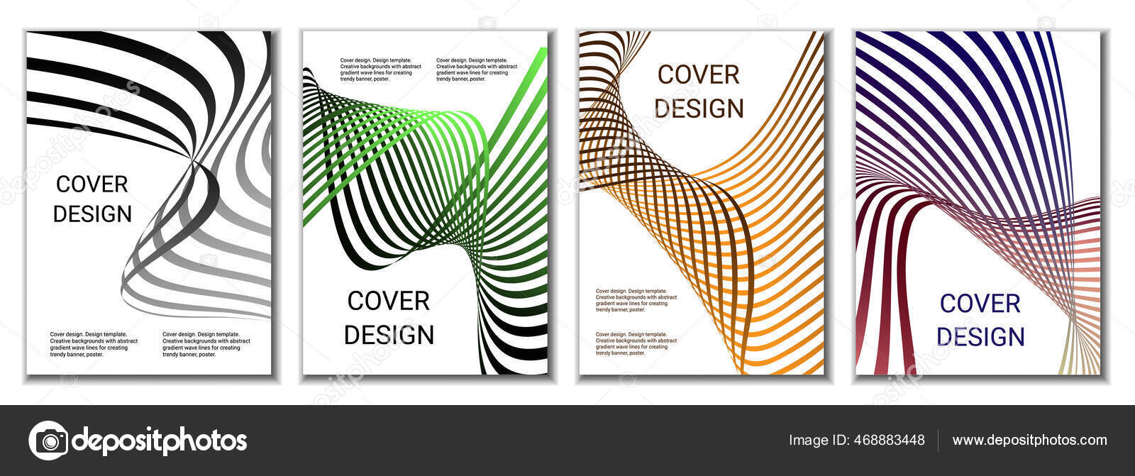 Design Covers Magazines Banners Posters Set Covers Multicolored Wavy ...