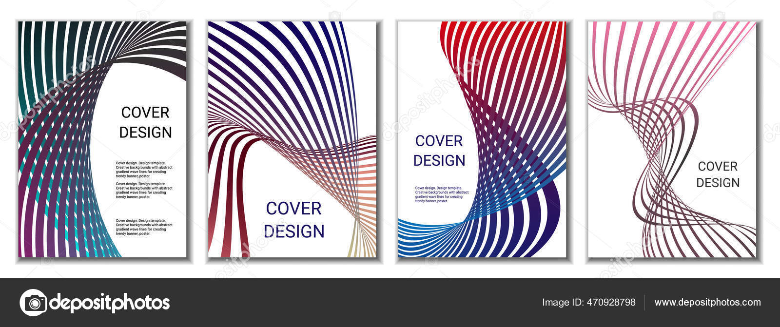 Design Covers Magazines Banners Posters Set Covers Multicolored Wavy ...