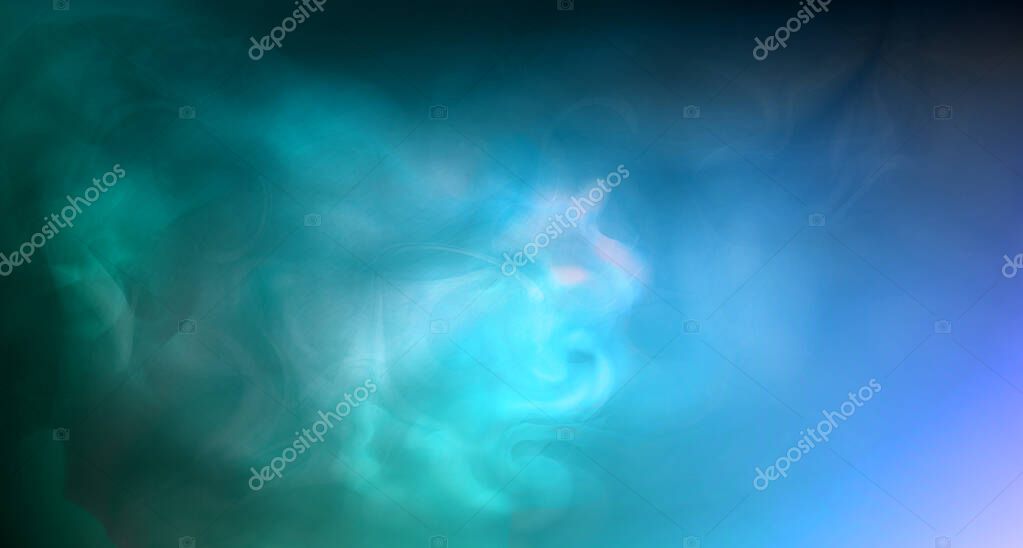 Turquesa realista y niebla azul. Humo de color. Niebla 3d. Copiar ...