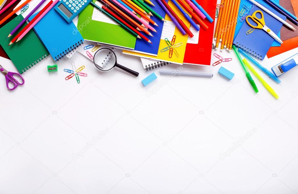 School supplies on a white background ⬇ Stock Photo, Image by ...