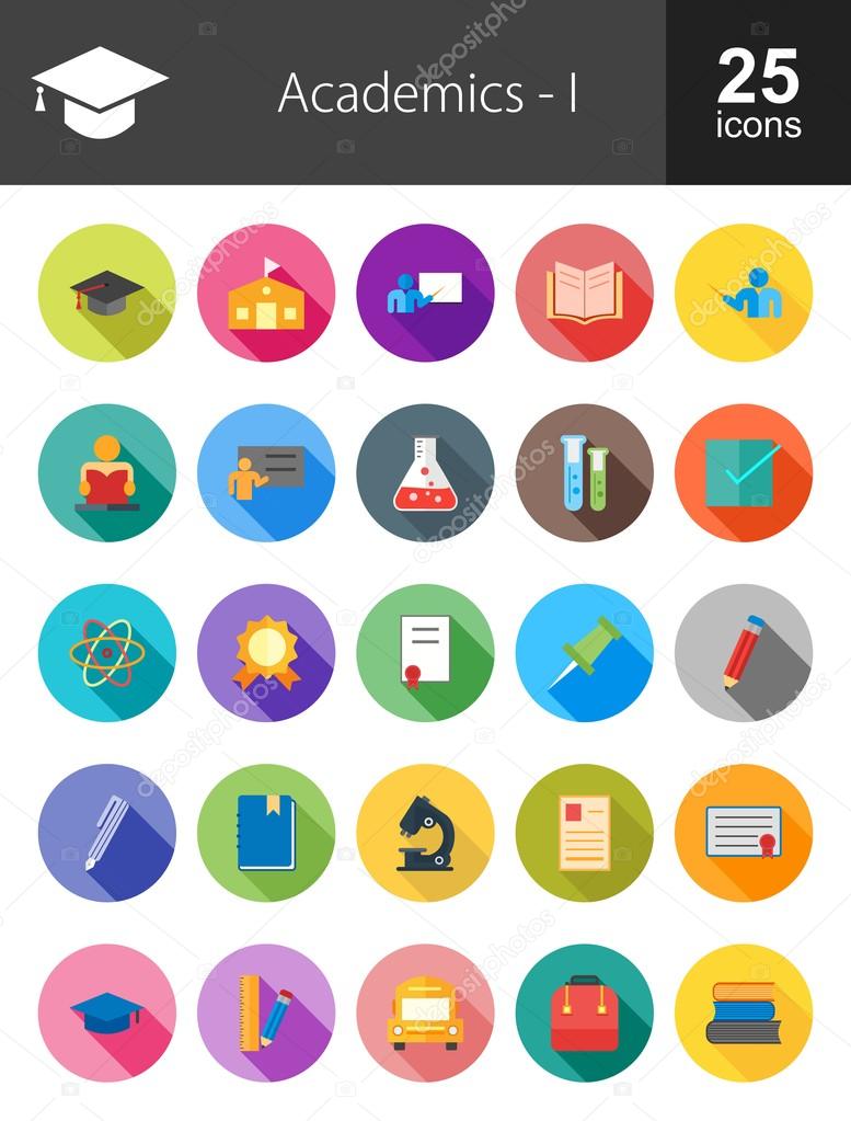 Academics, education icons set Stock Vector Image by ©Iconbunny #82200636