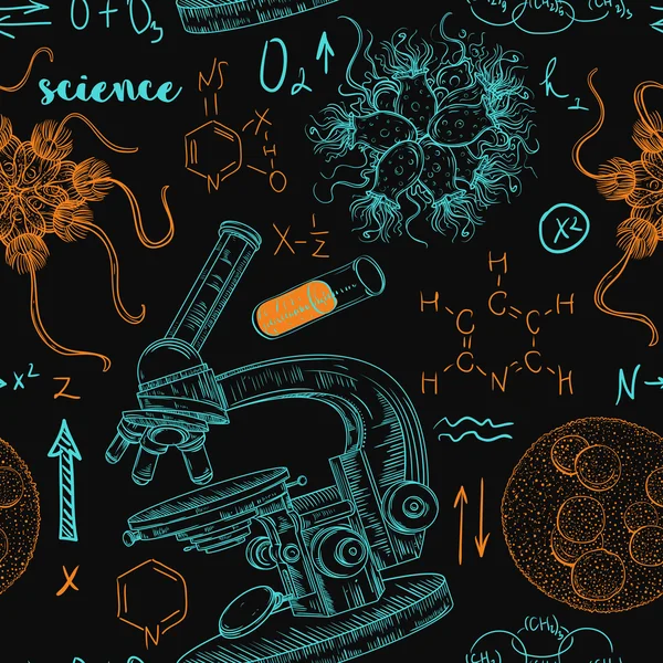 Science old chemistry laboratory seamless pattern. Vintage vector ...