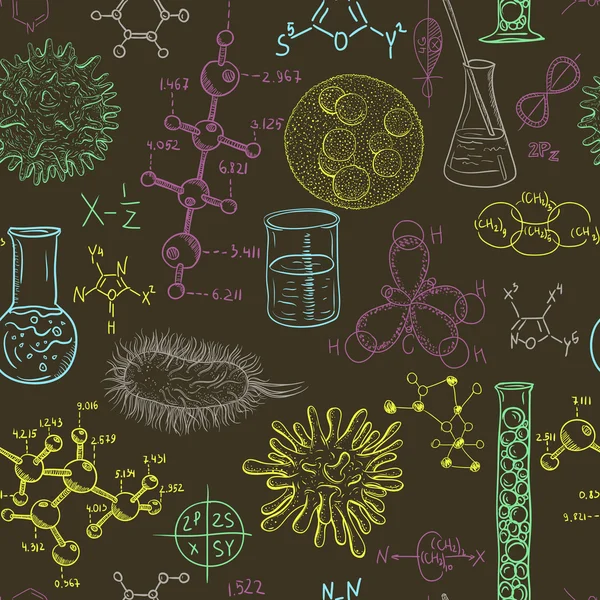 Science old chemistry laboratory seamless pattern. Vintage vector ...