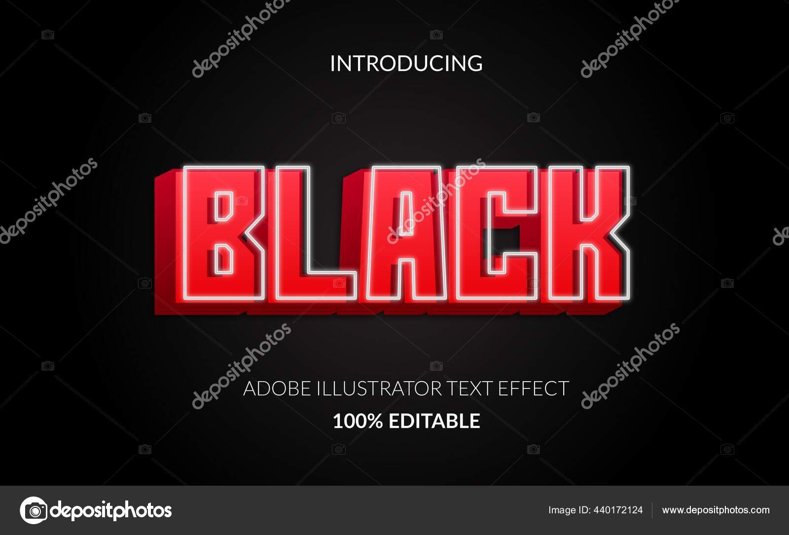 Red Block Editable Adobe Illustrator Text Effect White Light Luminous ...