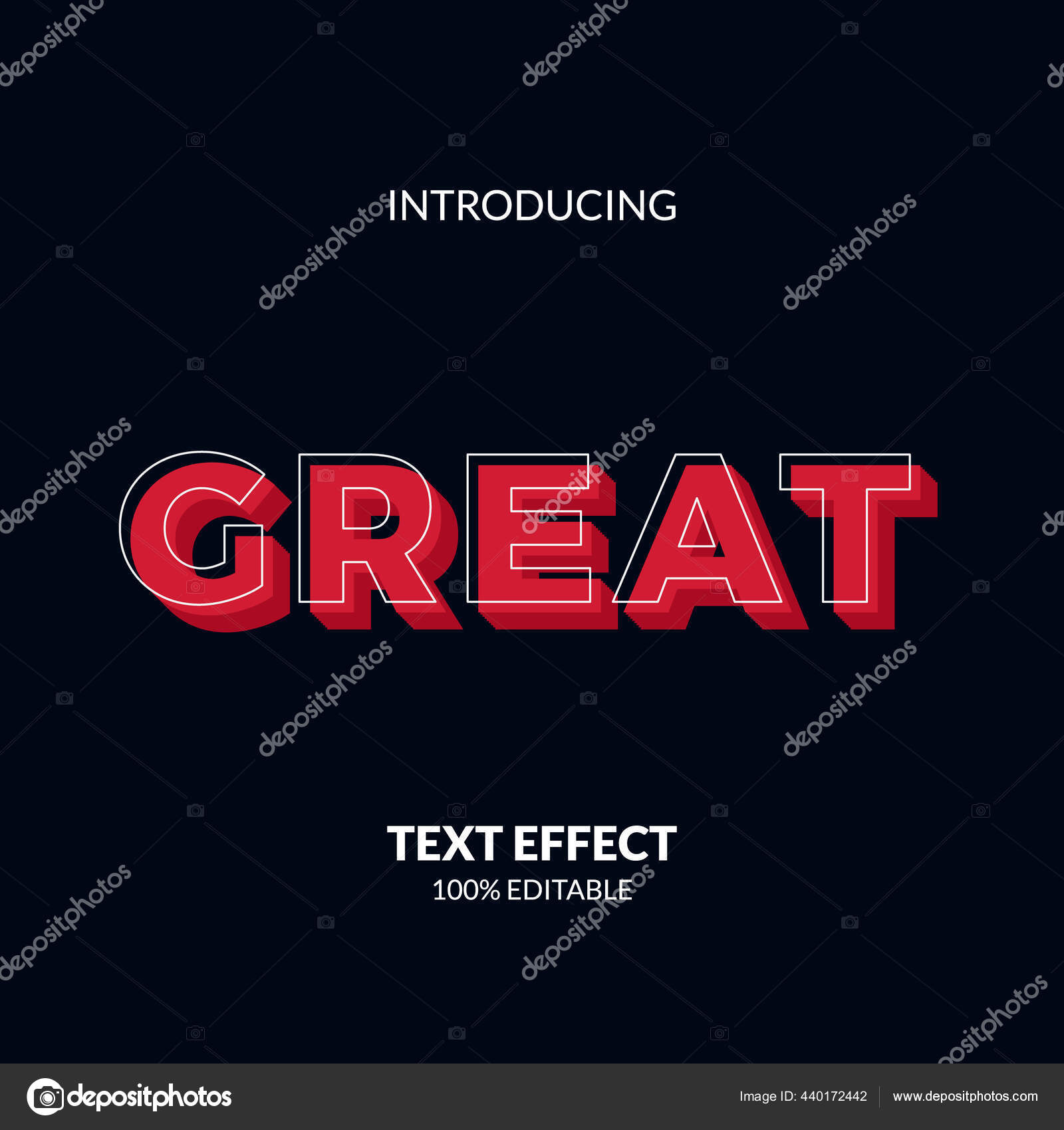 Great Red Color Outline Luminous Glow Lamp Editable Text Effect Stock ...