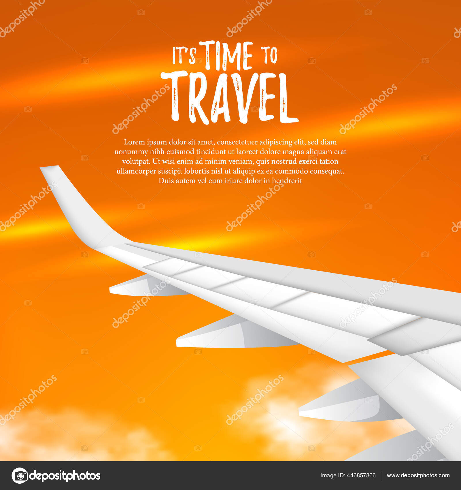 It's Time Travel Poster Banner Template Illustration Wing Airplane ...