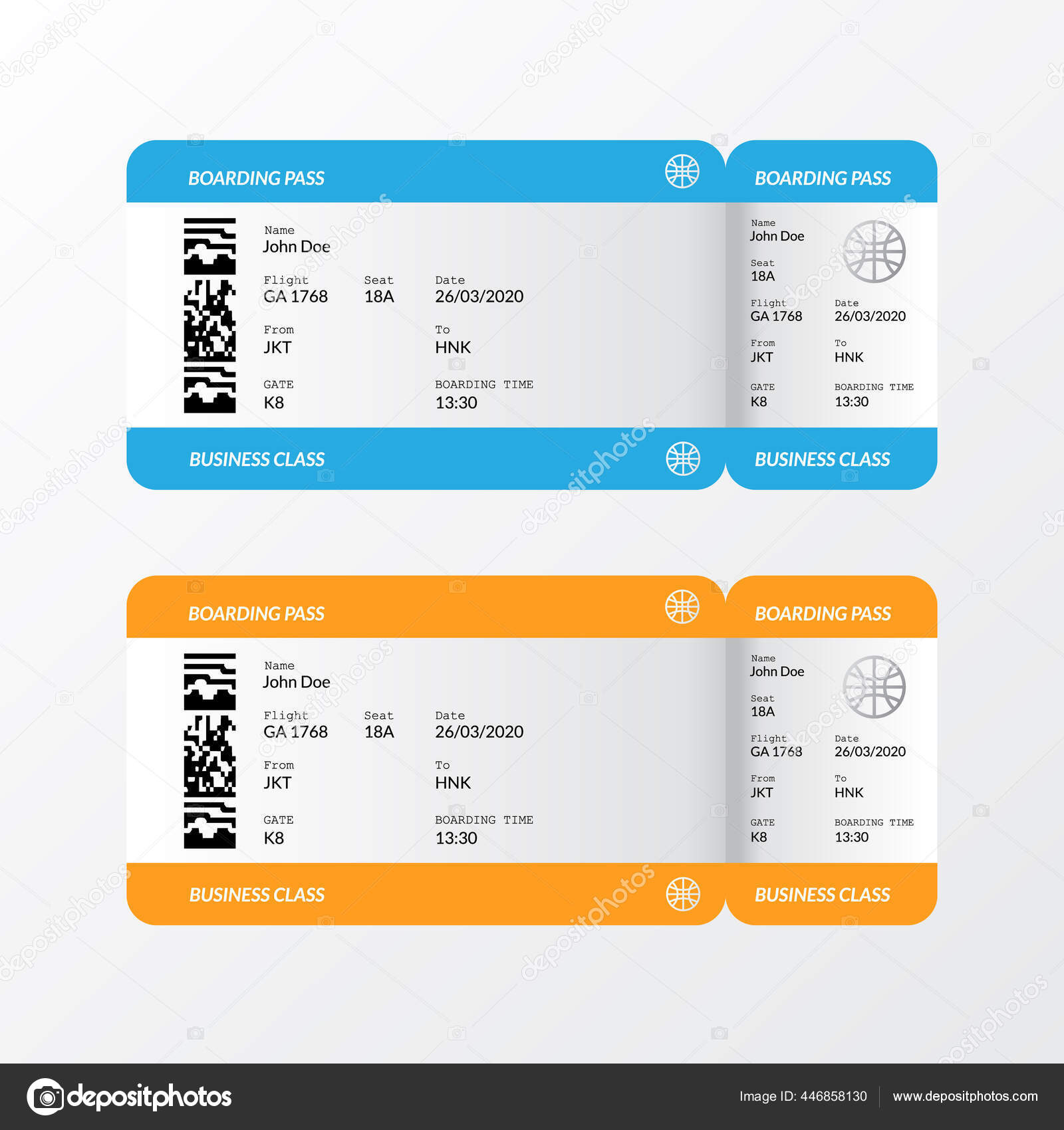Boarding Pass Airplane Ticket Layout Template Travel Holiday Vacation ...