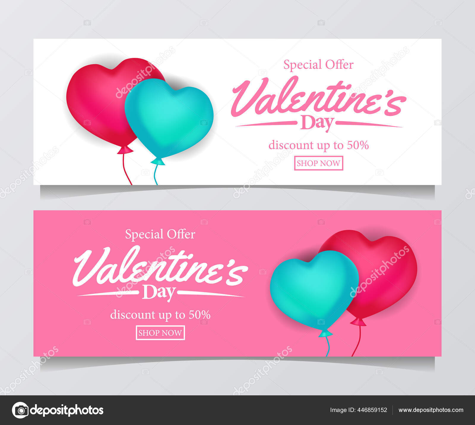 Valentine's Sale Offer Banner Template Illustration Tosca Red Helium ...