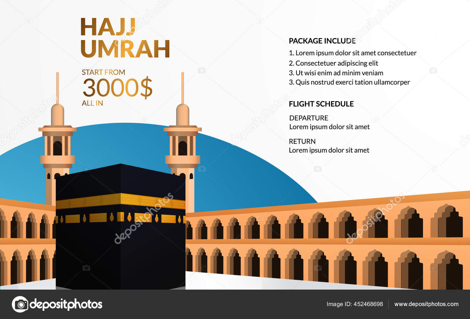 Hajj Clipart Poster, Foto Arafah Day Banner Flat Illustration With