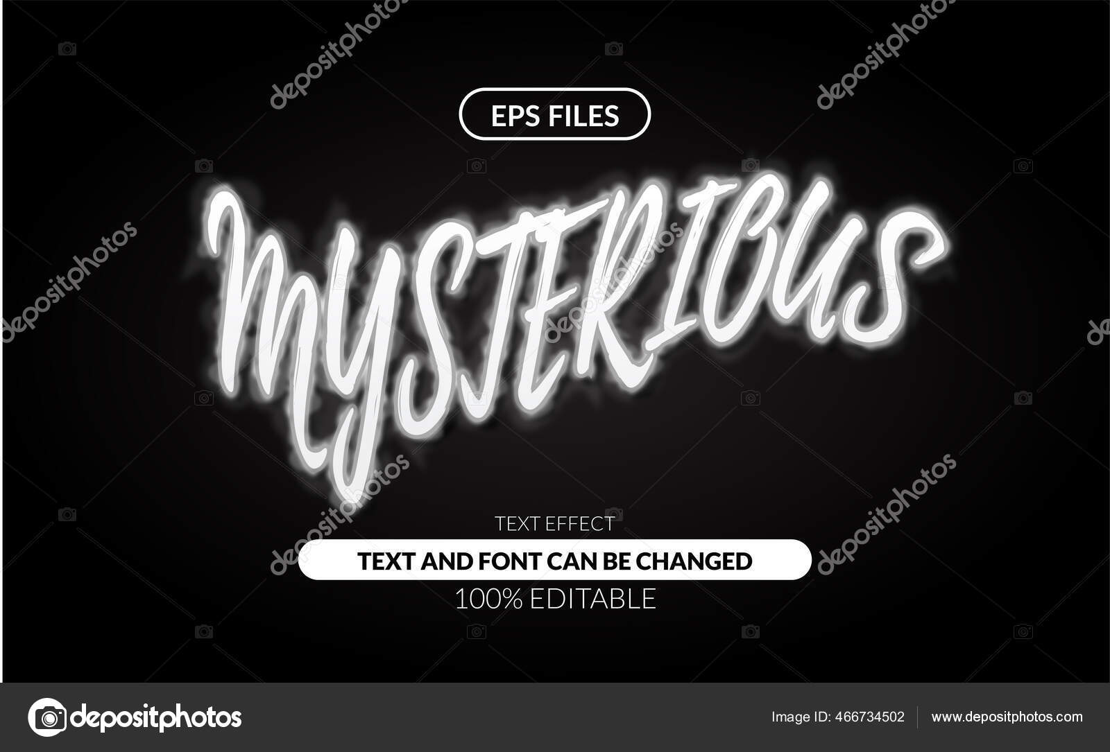 Spooky Mysterious Ghost Editable Text Effect Eps Vector File Wave Stock ...