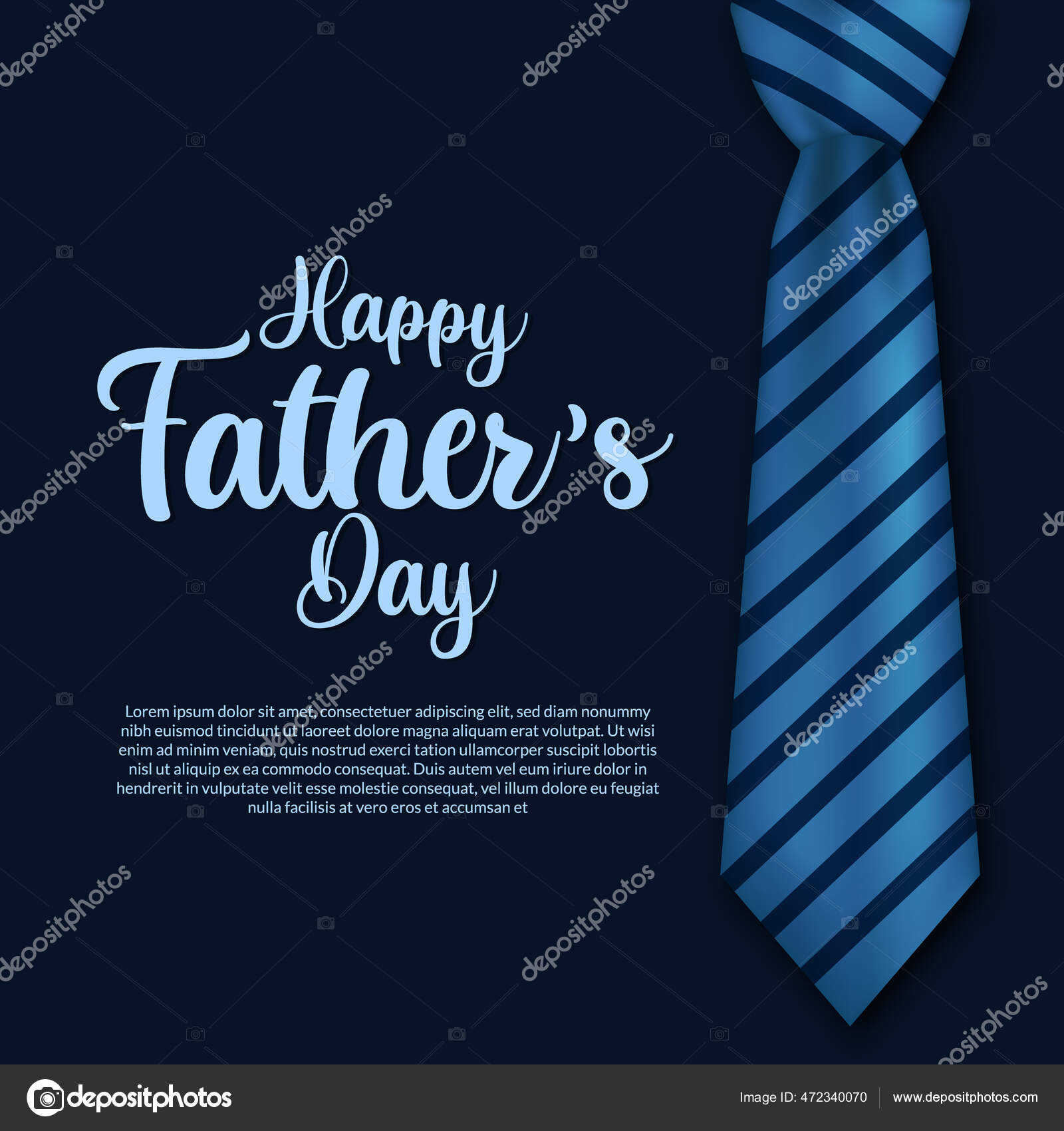 Feliz Día Del Padre Con Corbata Azul Realista Tipografía Del Vector de ...