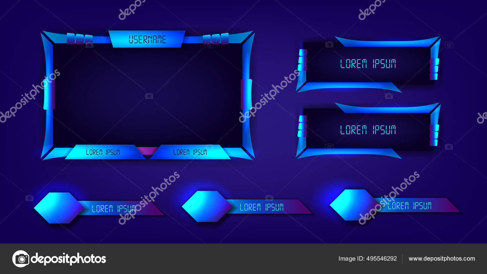 Blue Neon Live Stream Gaming Esport Frame Panels Modern Tech Stock ...