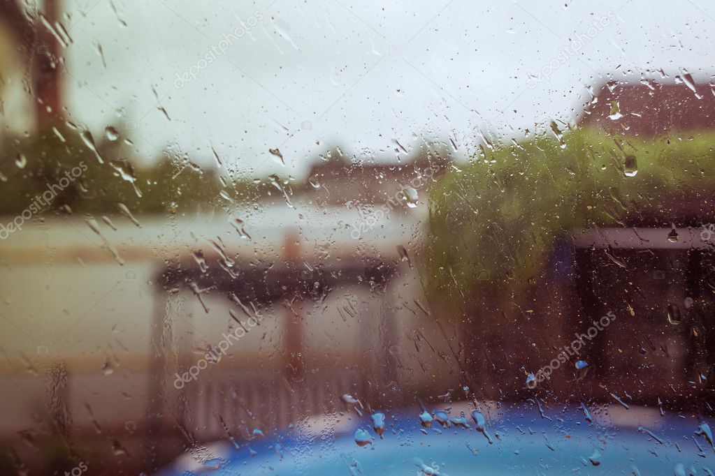 Rain behind a wet window — Stock Photo © kulkann #115477506