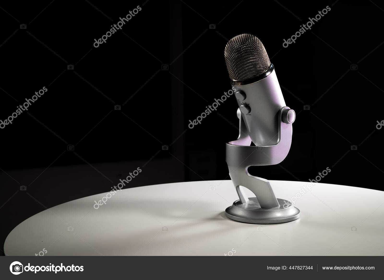 Silver Grey Usb Condenser Microphone Adjustable Tabletop Stand Sitting ...