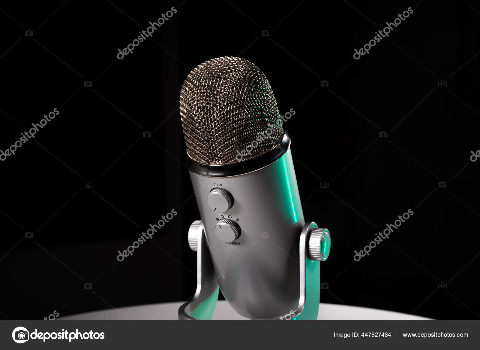 Silver Grey Usb Condenser Microphone Adjustable Tabletop Stand Sitting ...